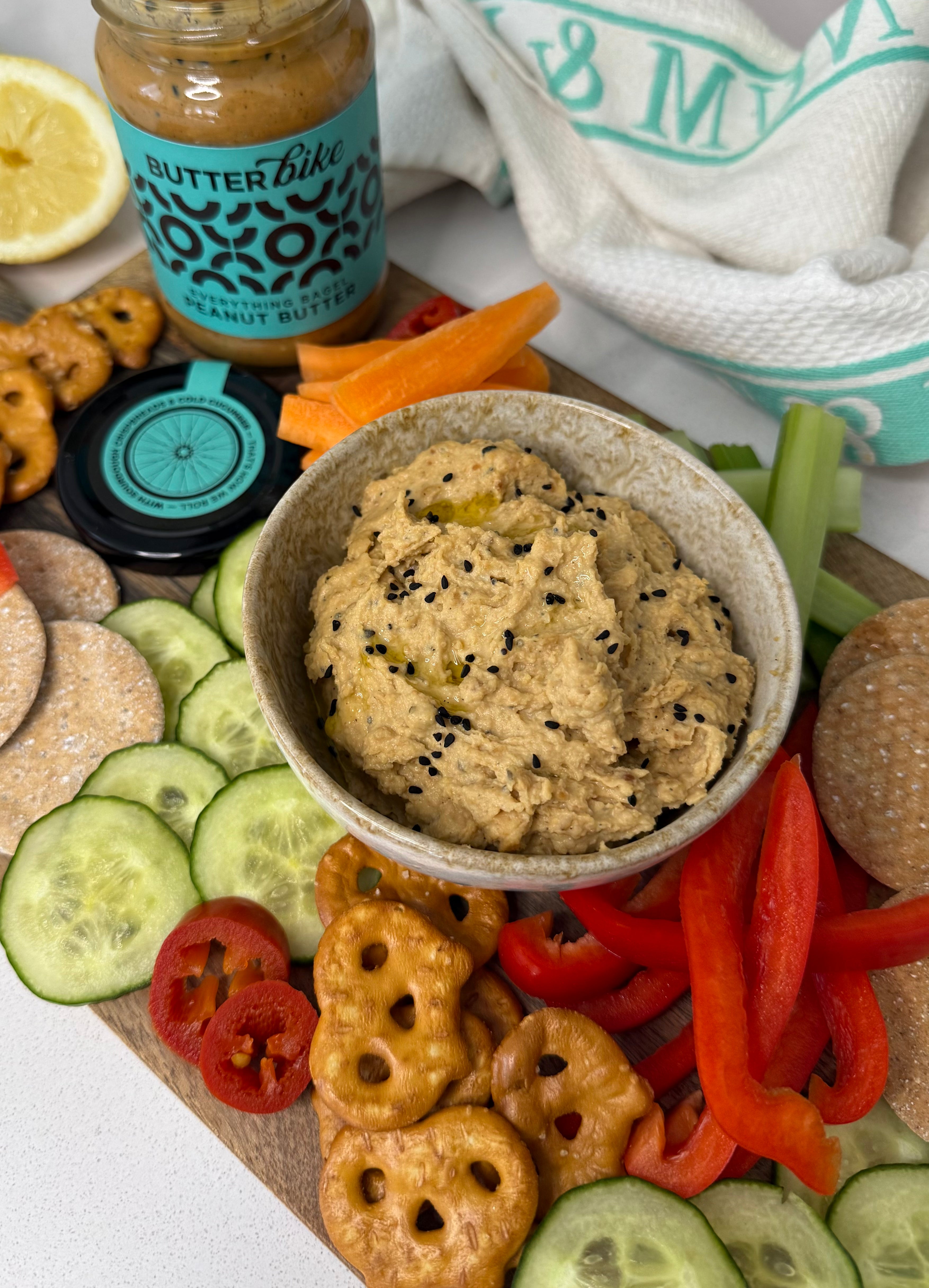 Everything Bagel Peanut Butter Hummus – Butter Bike